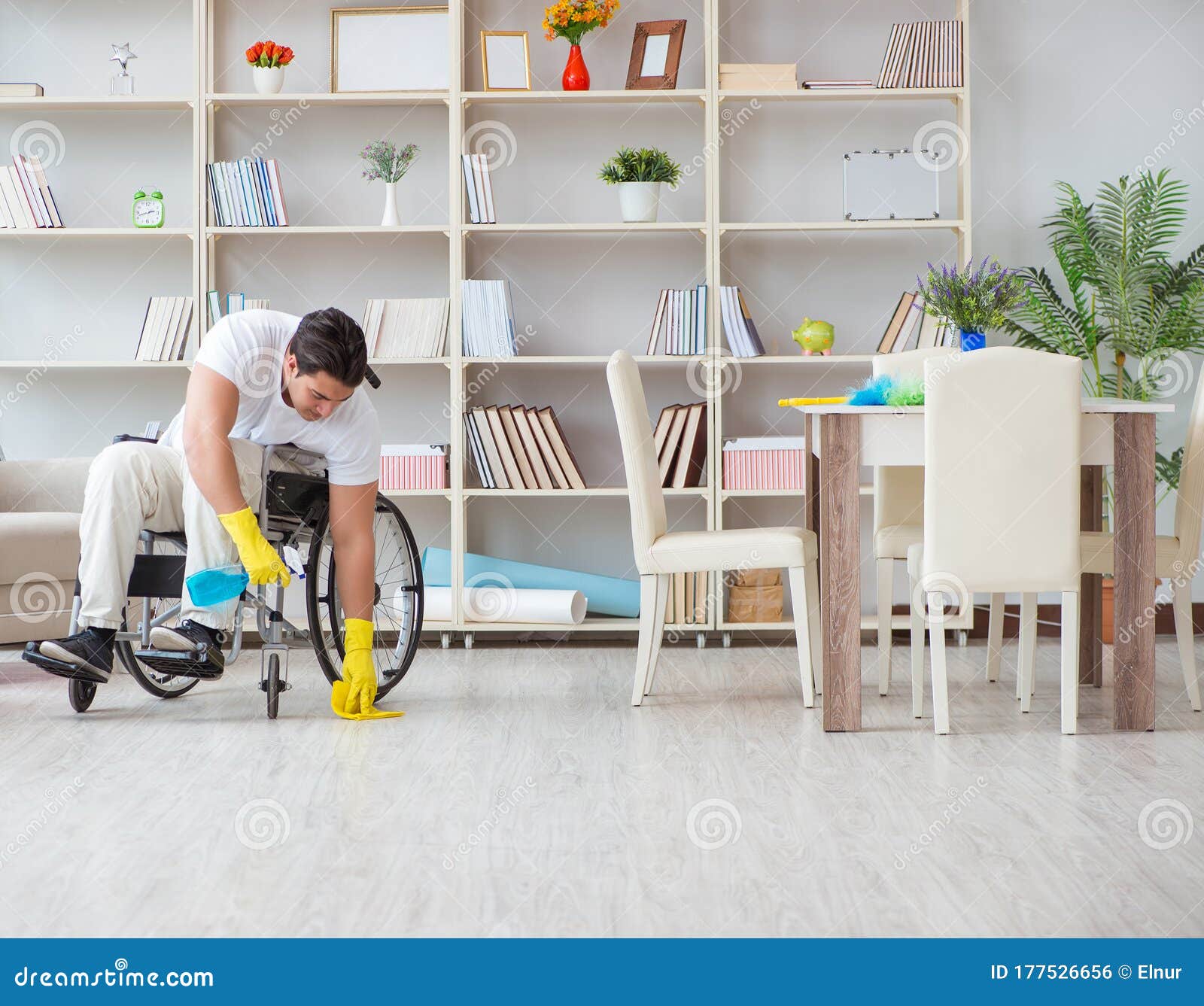 Disabled Cleaner Doing Chores at Home Stock Photo - Image of cleaner ...