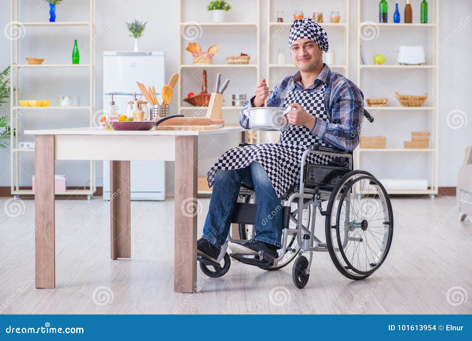 The Disabled Cook on Wheelchair in Cooking Concept Stock Photo - Image ...