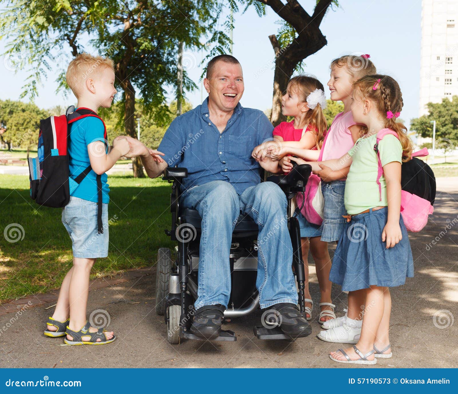 Disabled Dad Play with Children Stock Image - Image of cheerful ...