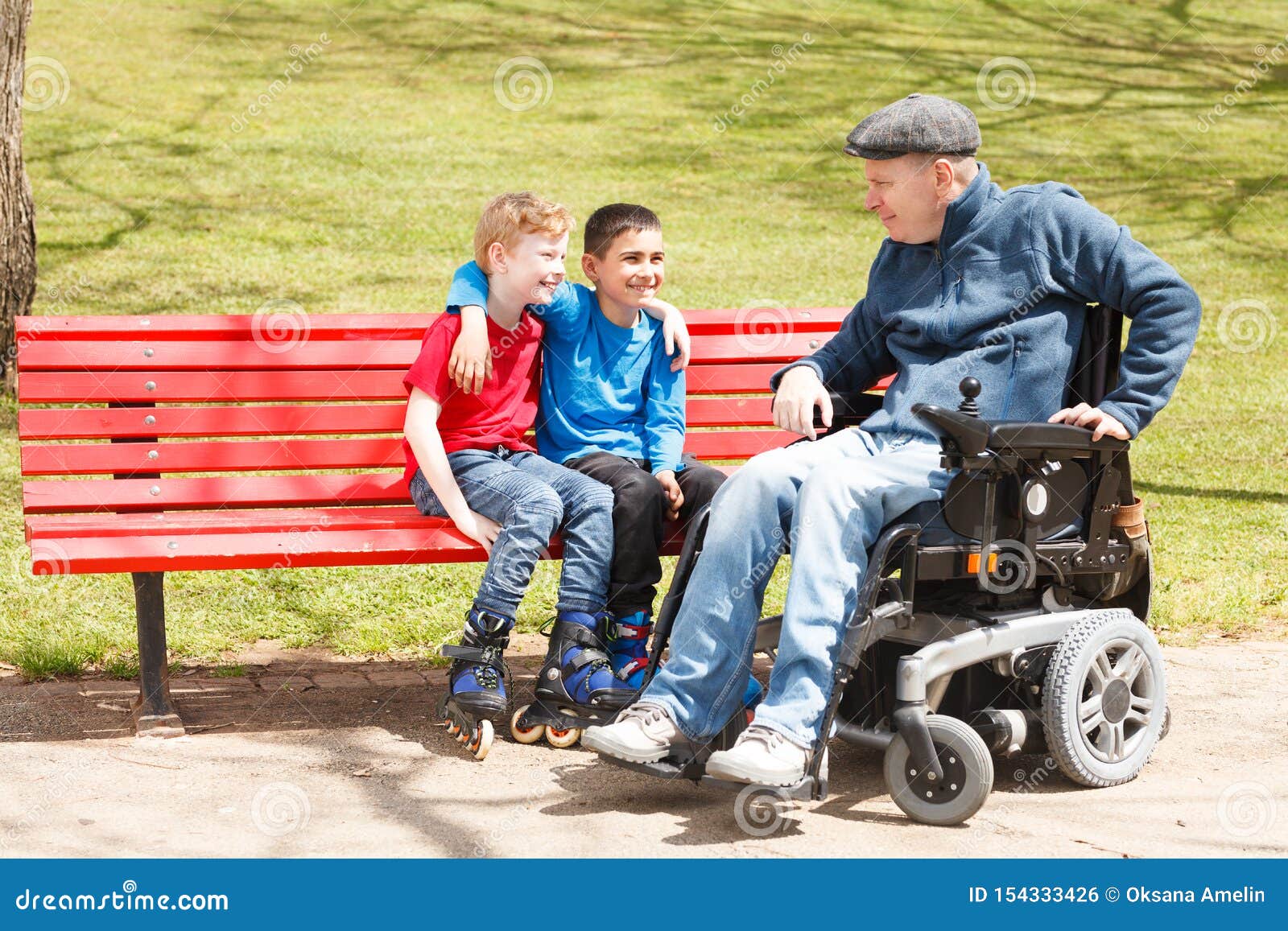 Disabled Dad Play with Sons Stock Photo - Image of activity, little ...