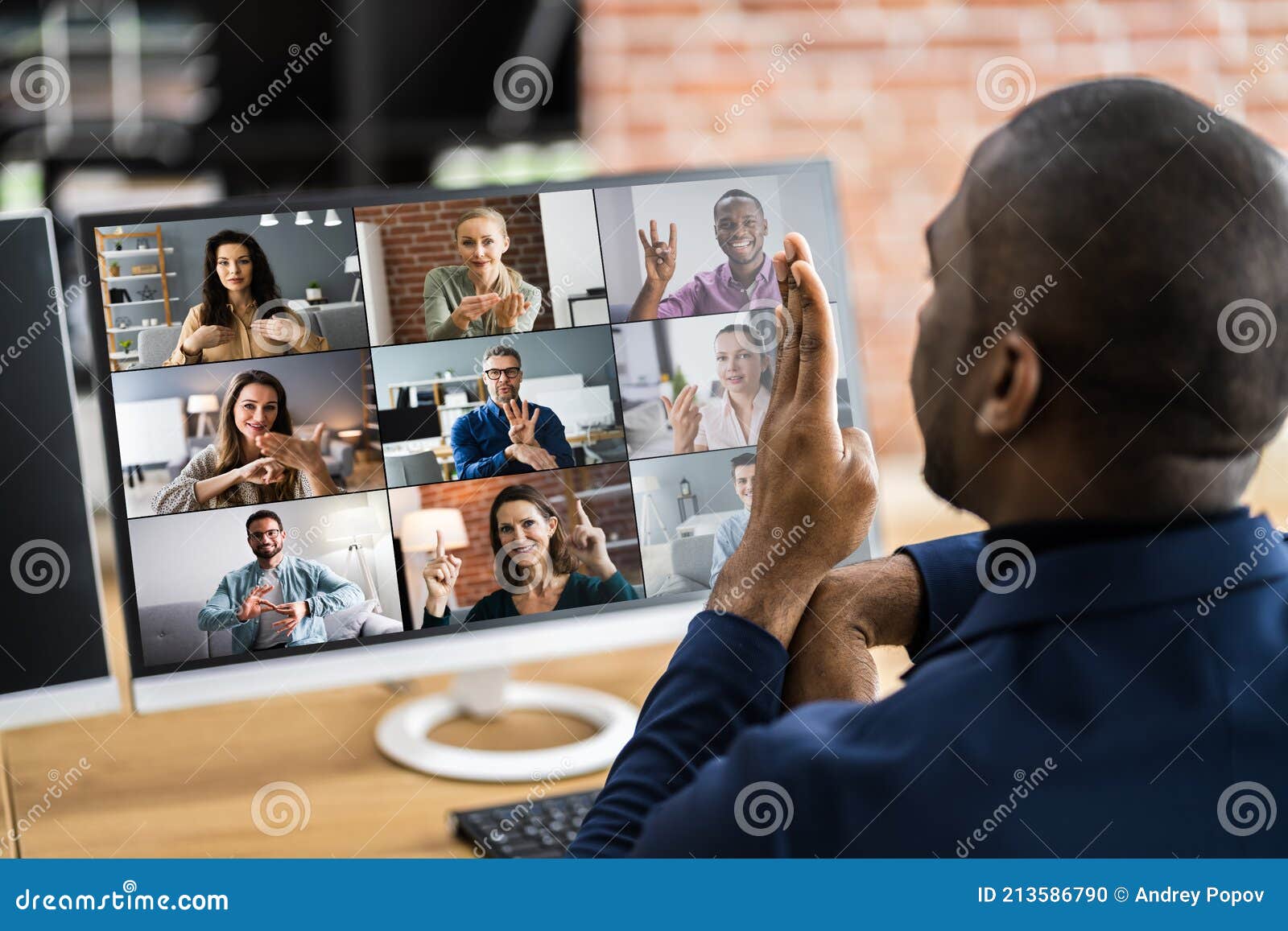Disabled Deaf Man stock photo. Image of hearing, conference - 213586790