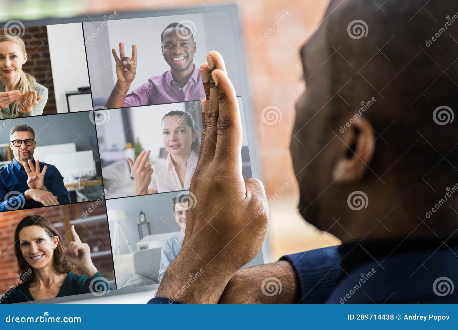 Disabled Deaf Man stock photo. Image of call, deaf, webcast - 289714438