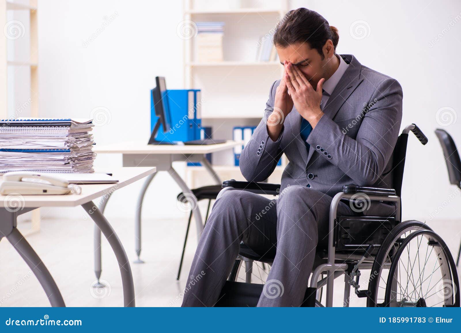 Disabled Employee in the Office Stock Image - Image of chair, exhausted ...