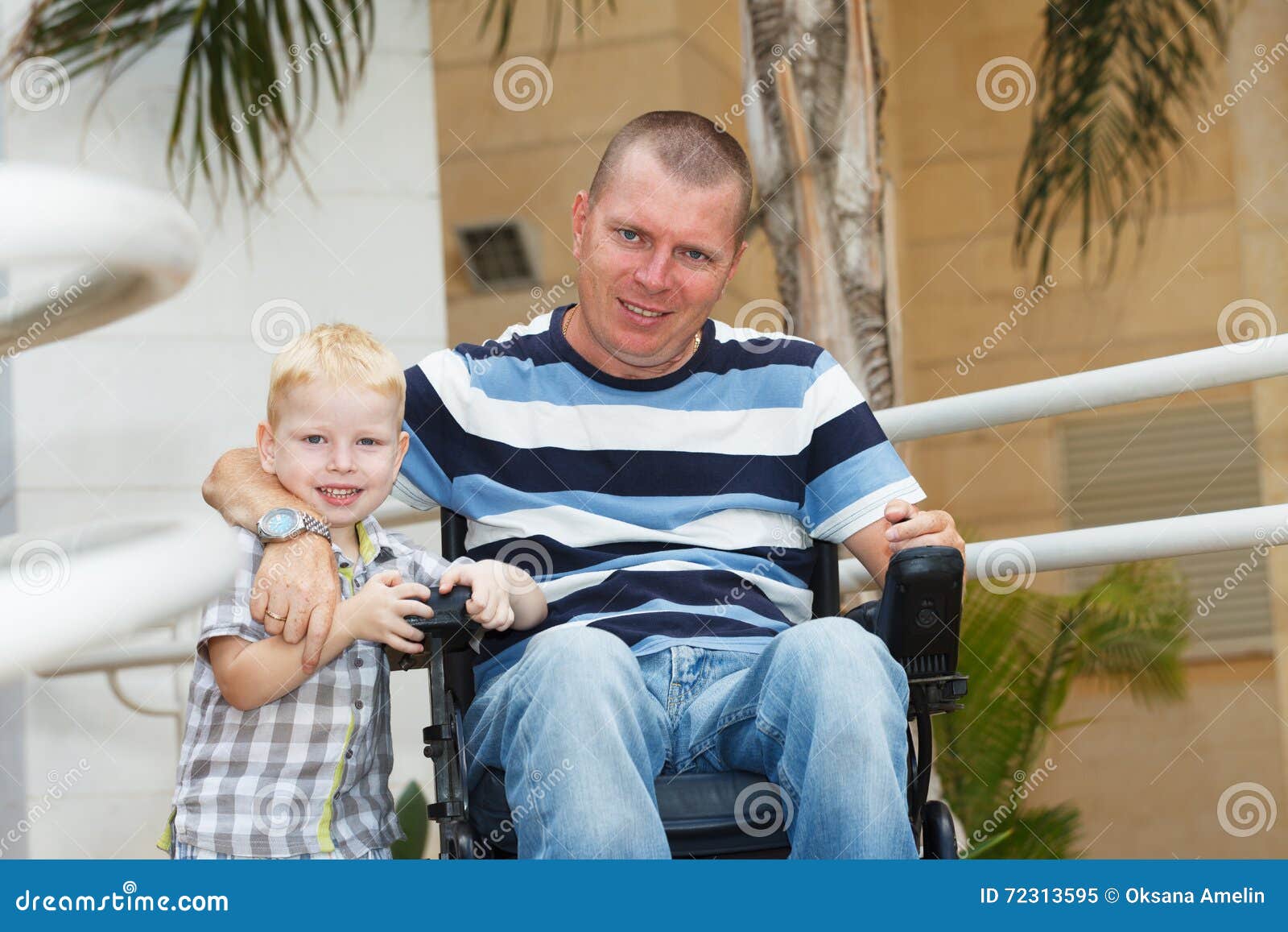 Disabled Father Play with Little Son Stock Image - Image of carefree ...