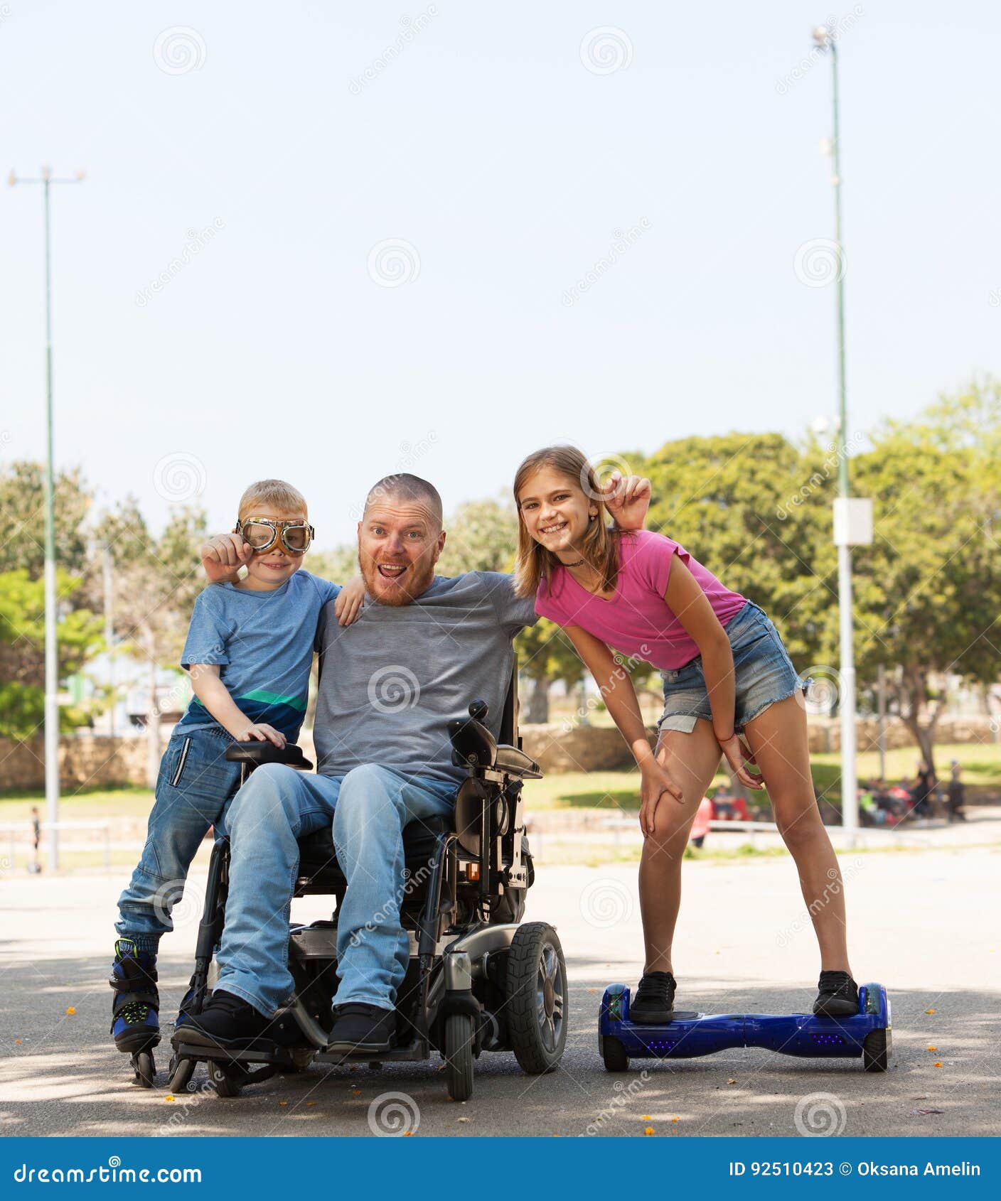 Disabled Father Playing with Children. Stock Image - Image of lifestyle ...