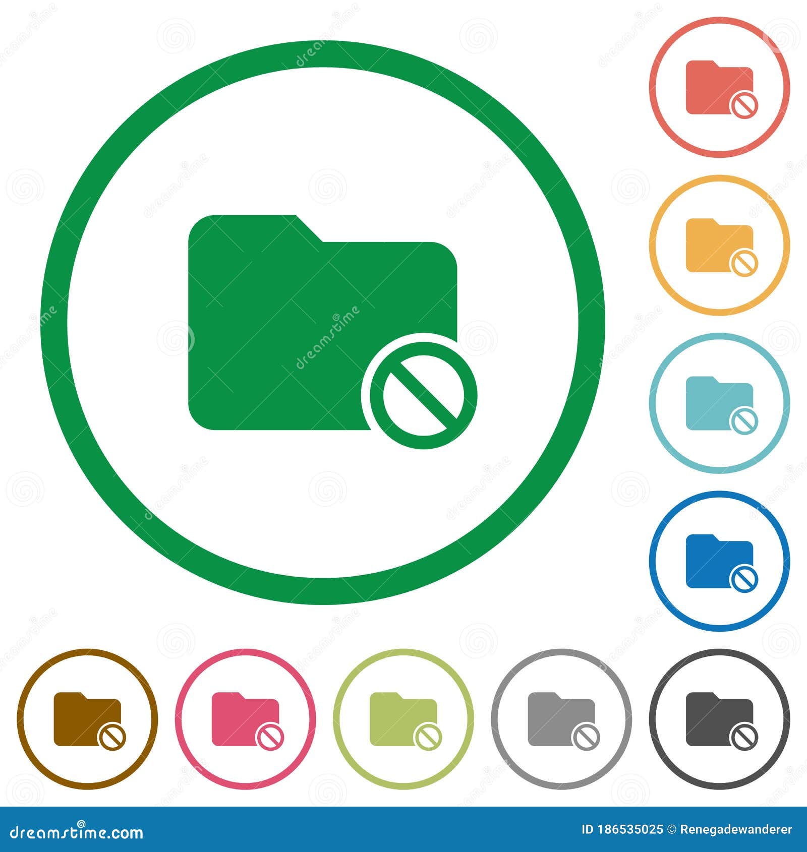 Disabled Folder Flat Icons with Outlines Stock Vector - Illustration of ...