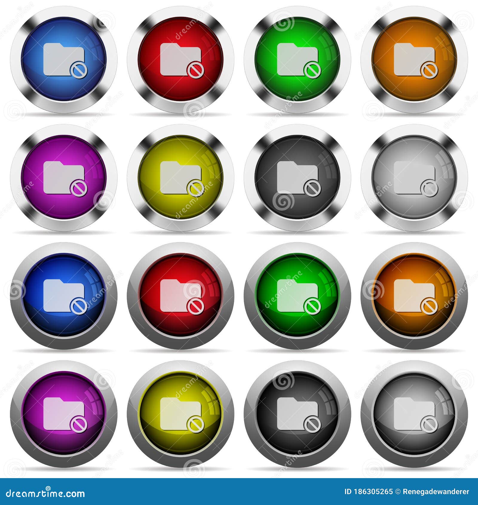 Disabled Folder Glossy Button Set Stock Illustration - Illustration of ...