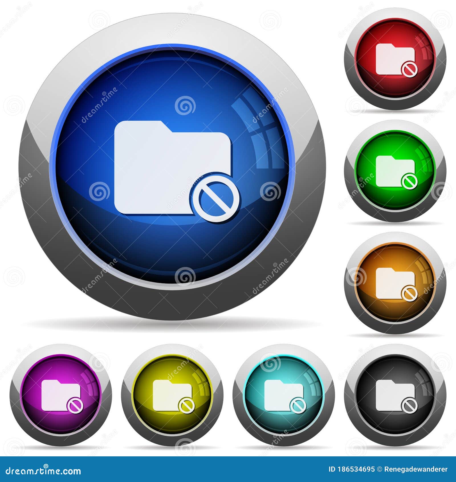Disabled Folder Glossy Buttons Stock Vector - Illustration of forbidden ...