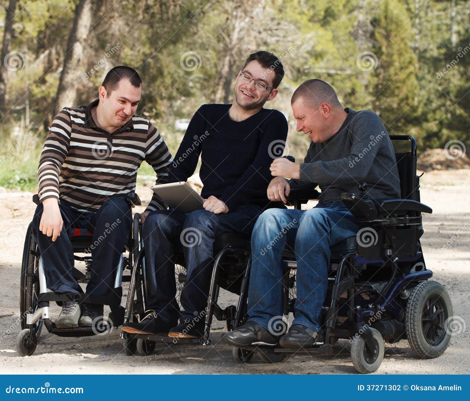 Disabled friends stock photo. Image of happiness, copy - 37271302