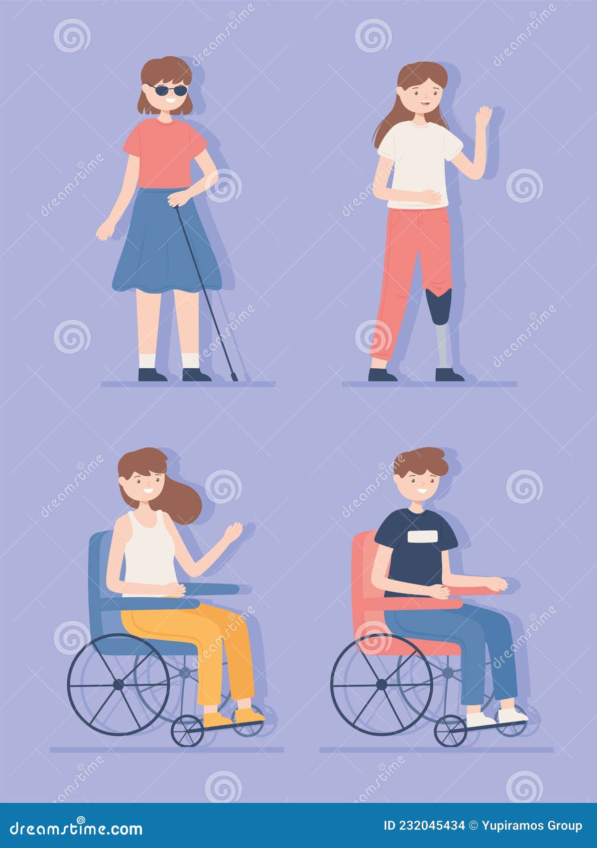 Disabled group people stock vector. Illustration of male - 232045434