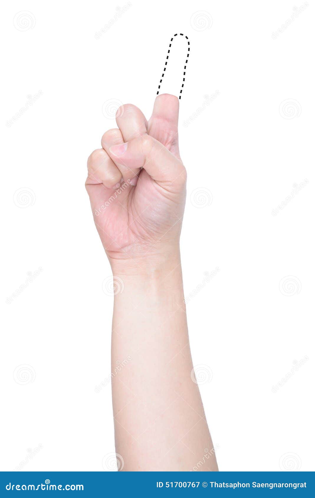 Disabled Hand with Dash Line Try To Show the Number One Isolated Stock ...