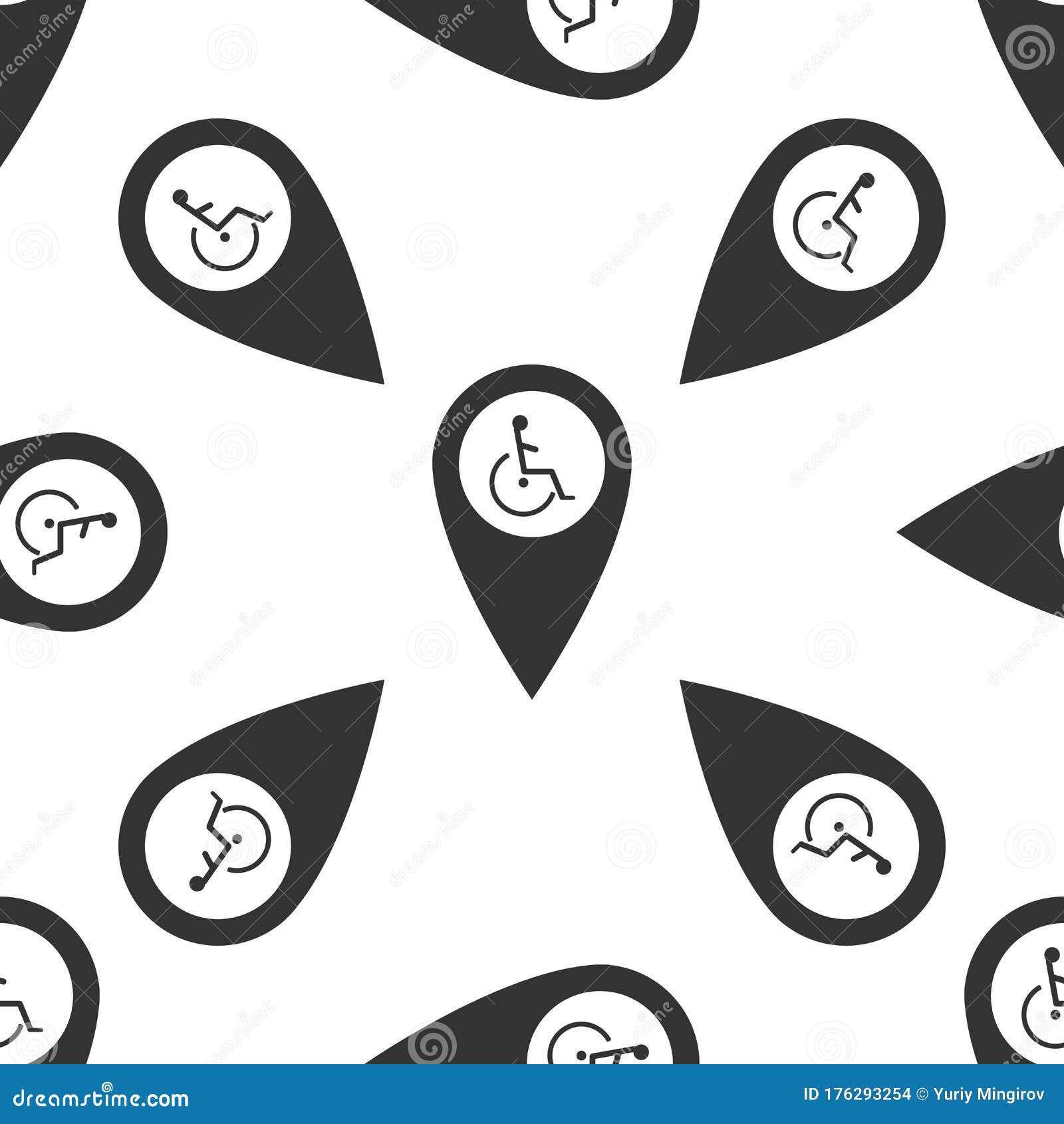 Disabled Handicap Icon in Map Pointer. Invalid Symbol Icon Seamless ...