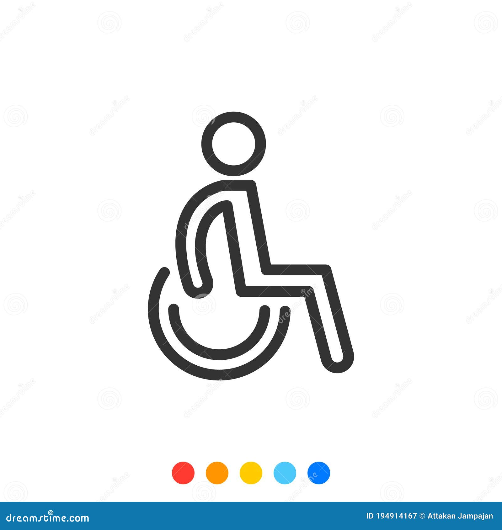 Disabled Handicap Line Icon, Simple Line Symbol, Vector and ...