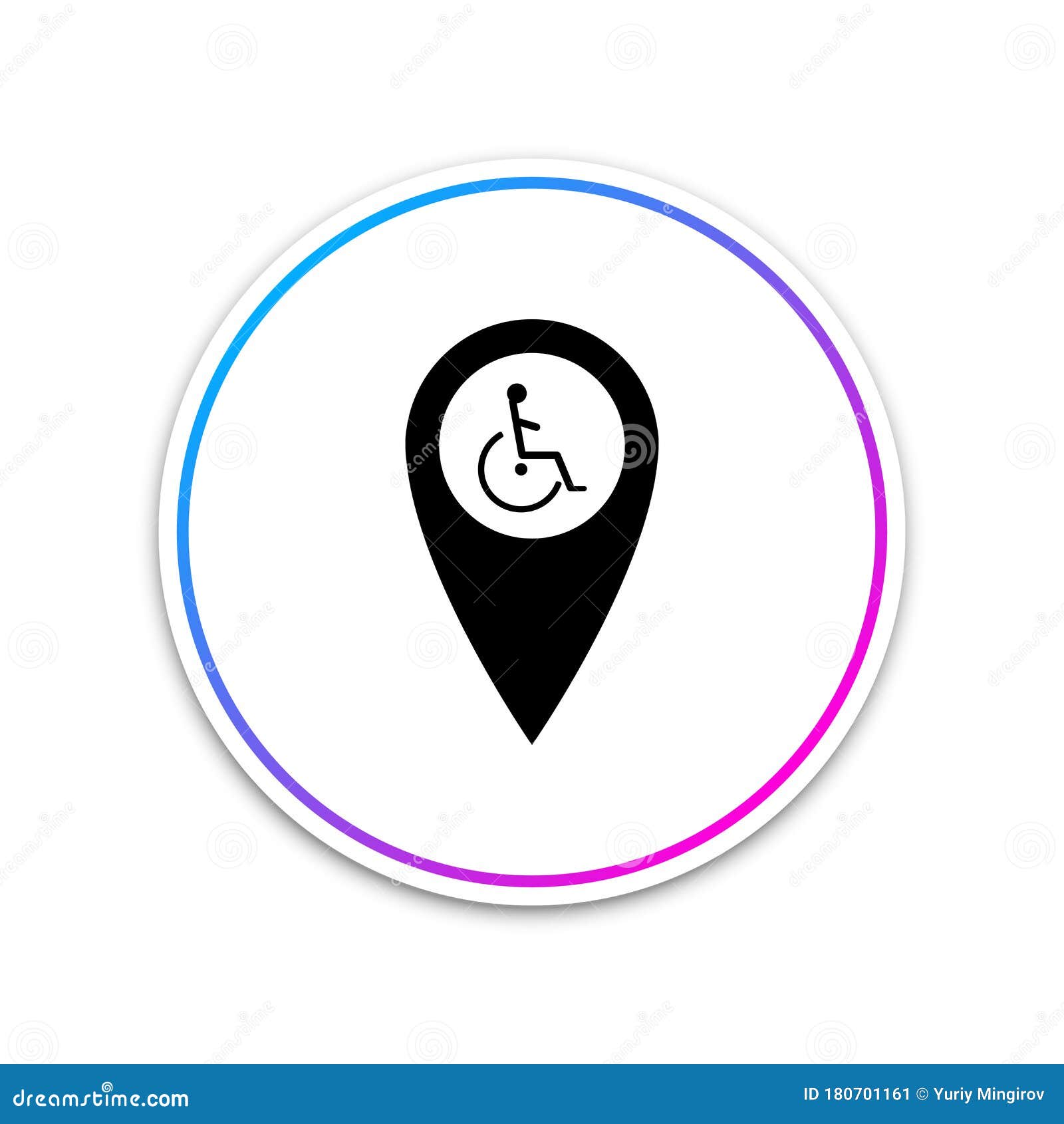 Disabled Handicap in Map Pointer Icon Isolated on White Background ...