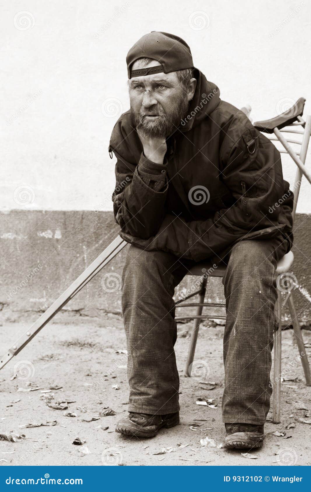 Disabled homeless tramp. stock photo. Image of abandoned - 9312102