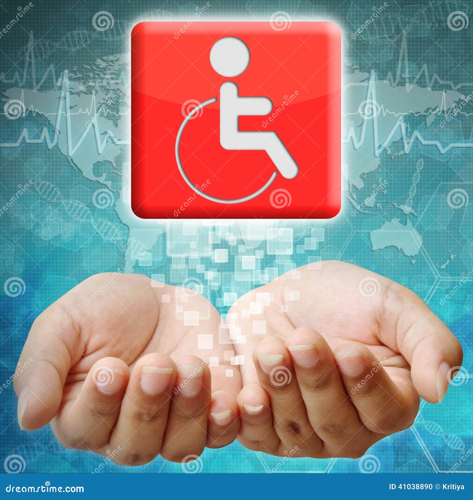 Disabled icon on hand stock photo. Image of interface - 41038890