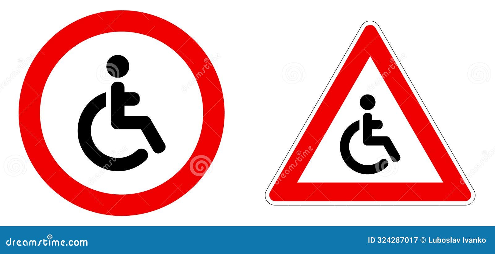 Disabled Icon in Red Circle and Triangle - Careful, Wheelchair Warning ...