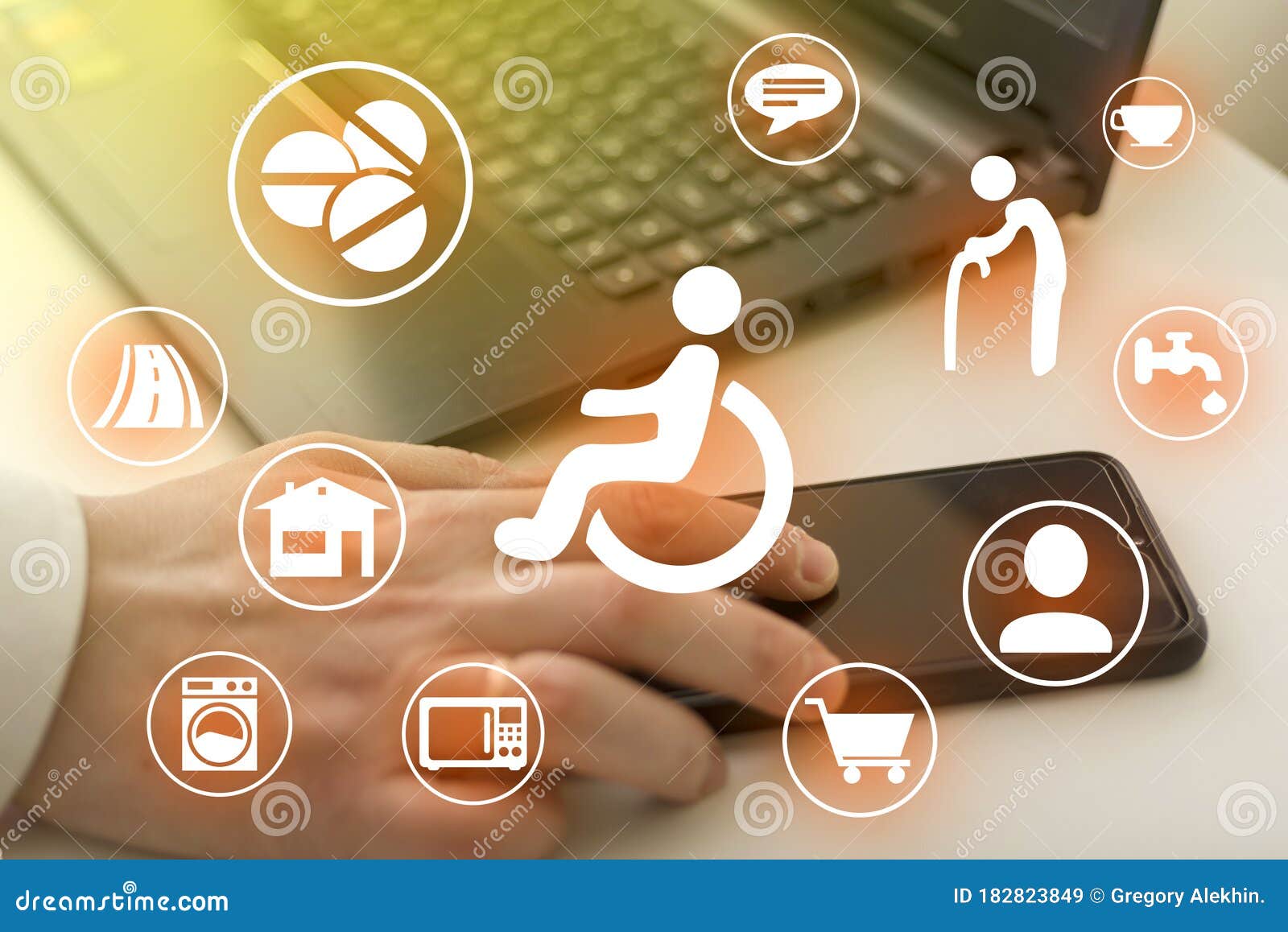 Disabled Icons on the Computer Background. Assistance To the Disabled ...