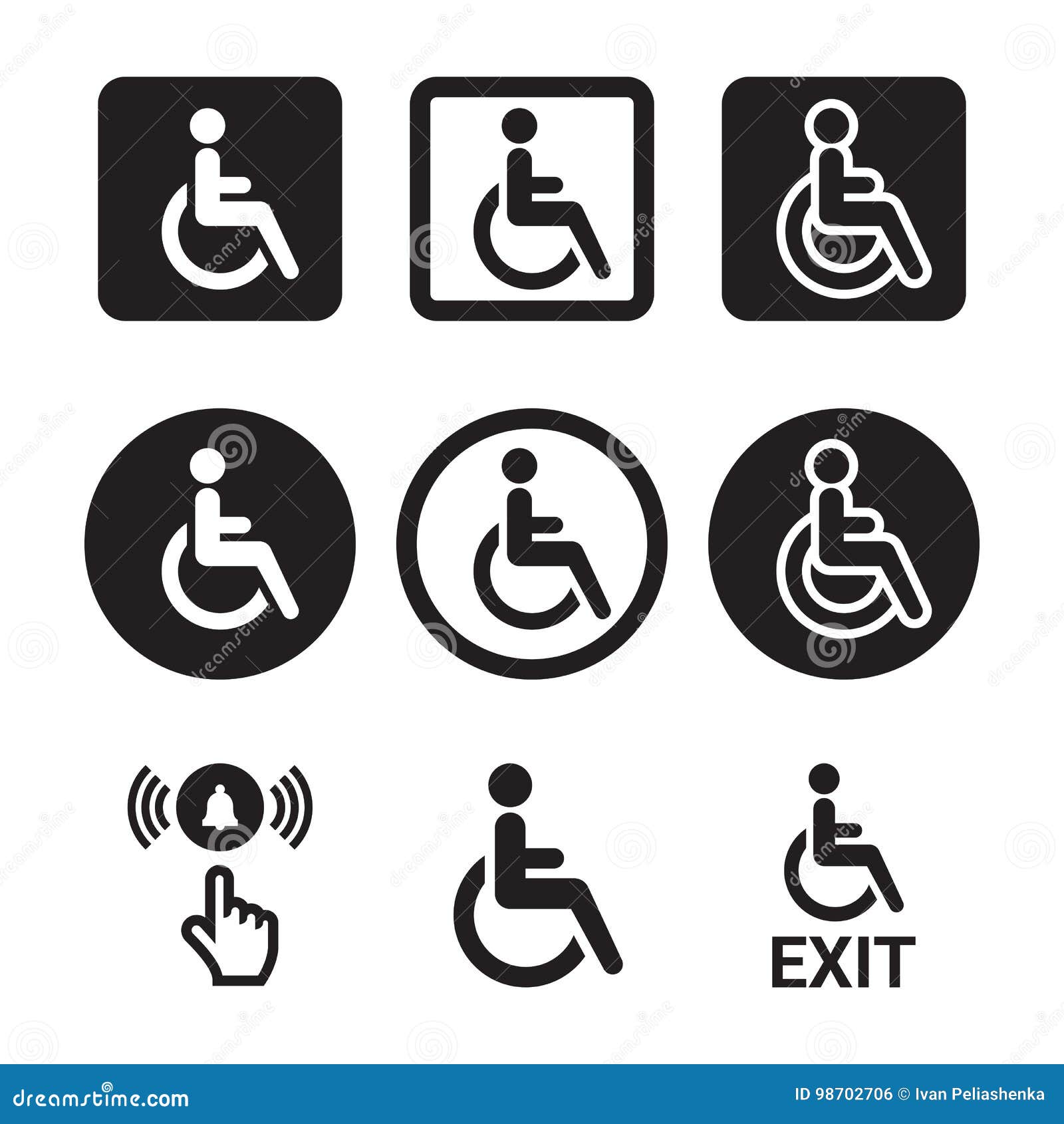 Disabled icons set stock illustration. Illustration of accessibility ...