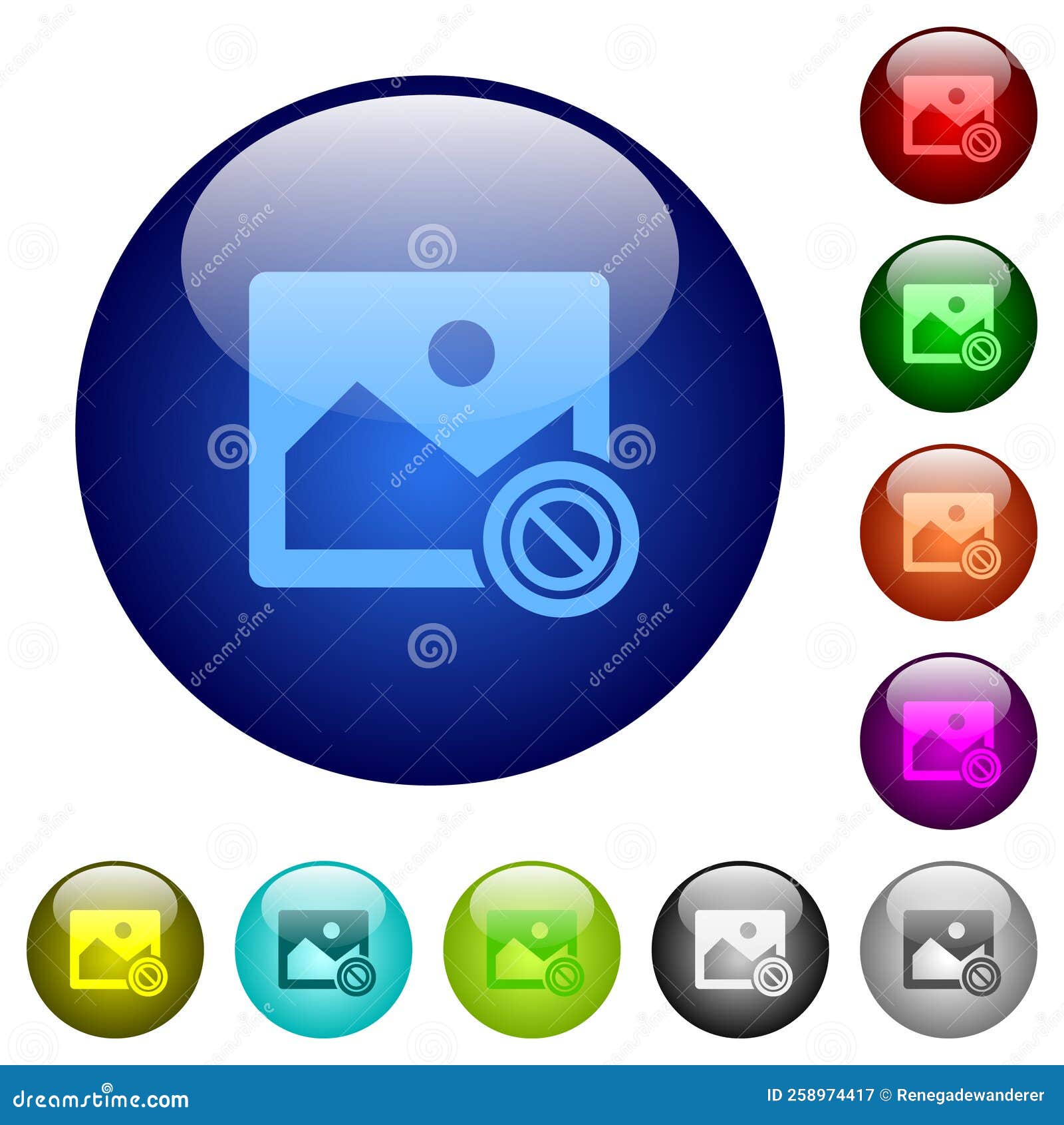 Disabled Image Color Glass Buttons Stock Vector - Illustration of deny ...