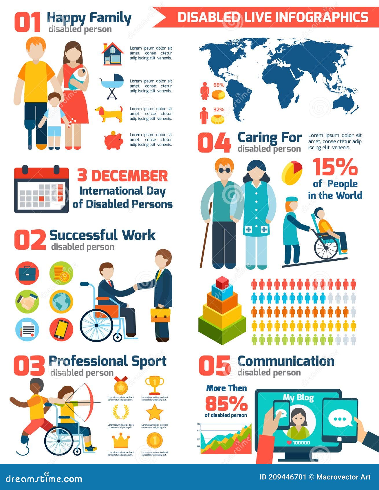 Disabled Infographics Set Vector Design Illustration Stock Vector ...