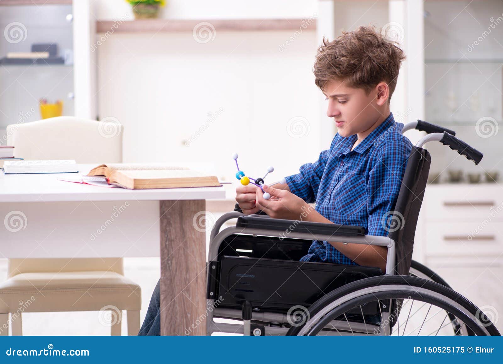 Disabled Kid Preparing for School at Home Stock Image - Image of book ...