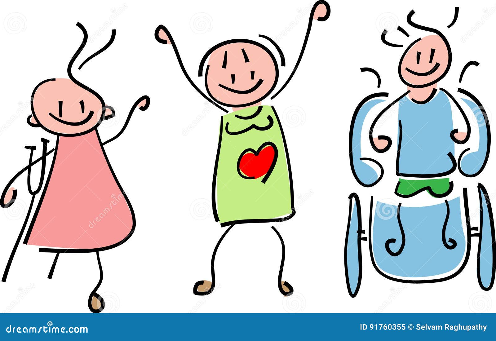 Disabled Kids Cartoon Vector | CartoonDealer.com #91760355