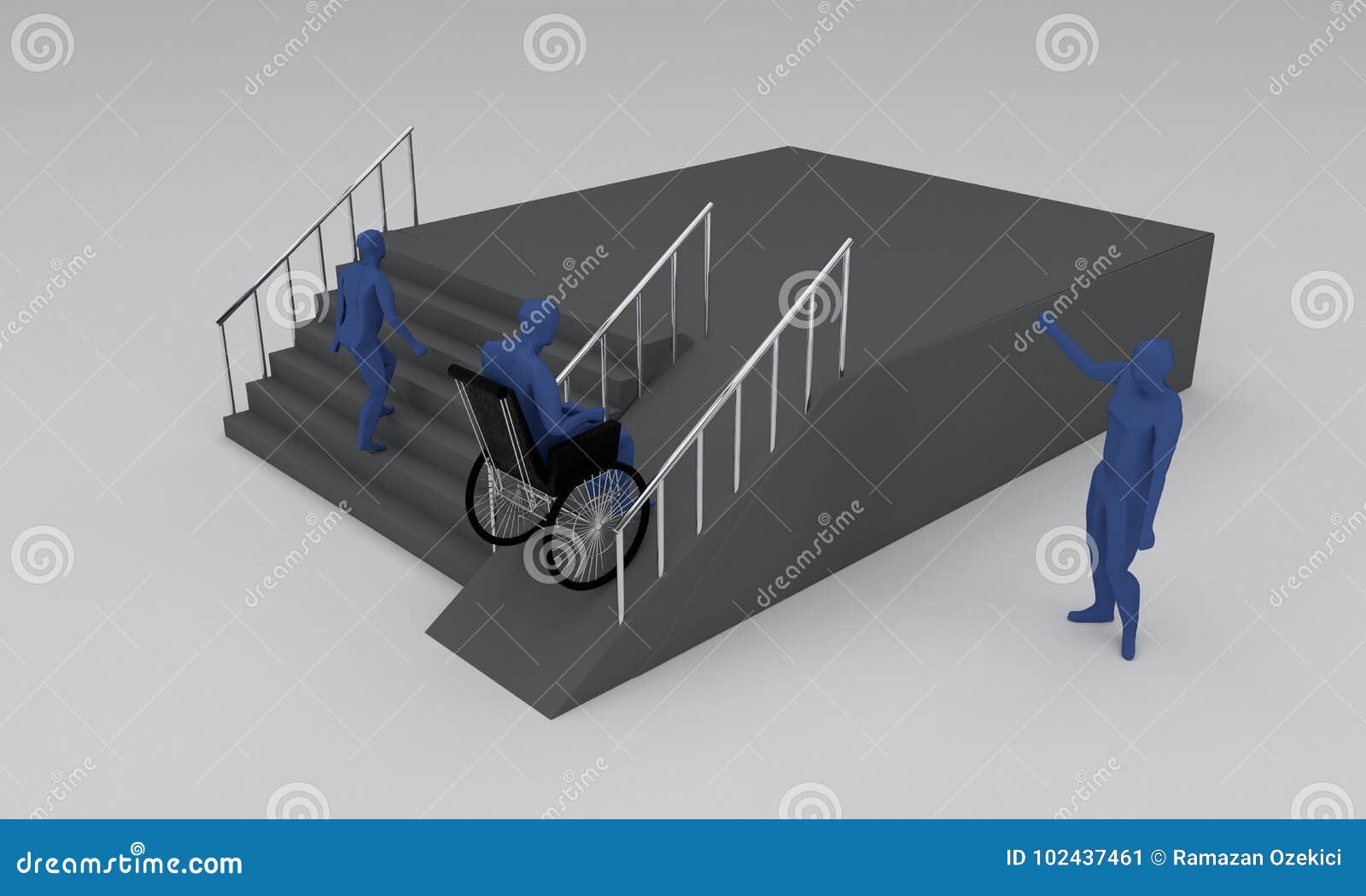 Disabled Ladder Concept, Humans 3d Render Stock Illustration ...