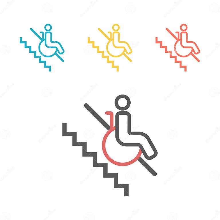 Disabled Lift Line Icon. Vector Sign for Web Graphics. Stock Vector ...