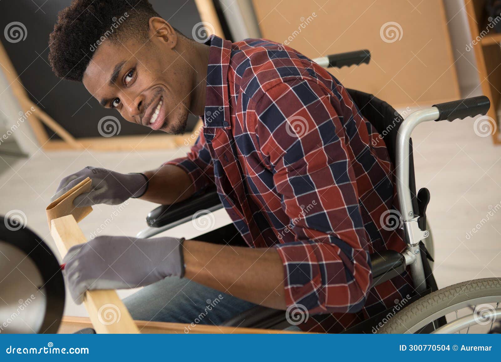 Disabled Male Carpenter in Woodworking Workshop Stock Photo - Image of ...