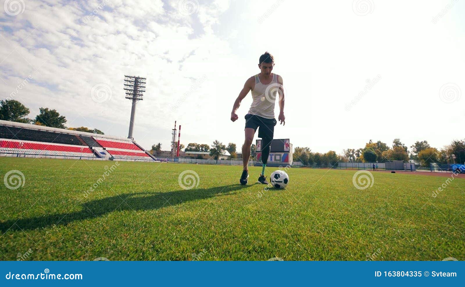 Disabled Man with a Bionic Leg is Playing Football Stock Video - Video ...