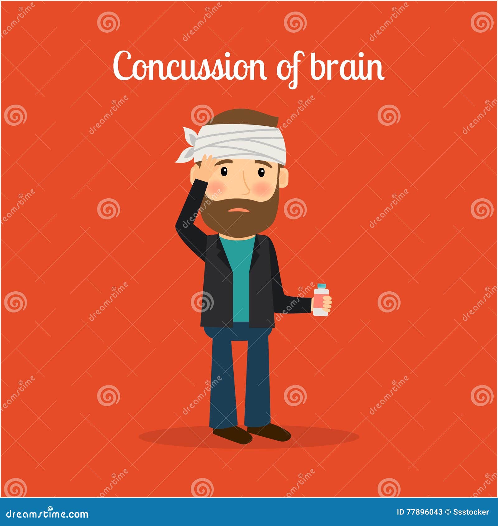 Disabled Man with Concussion of Brain Stock Vector - Illustration of ...