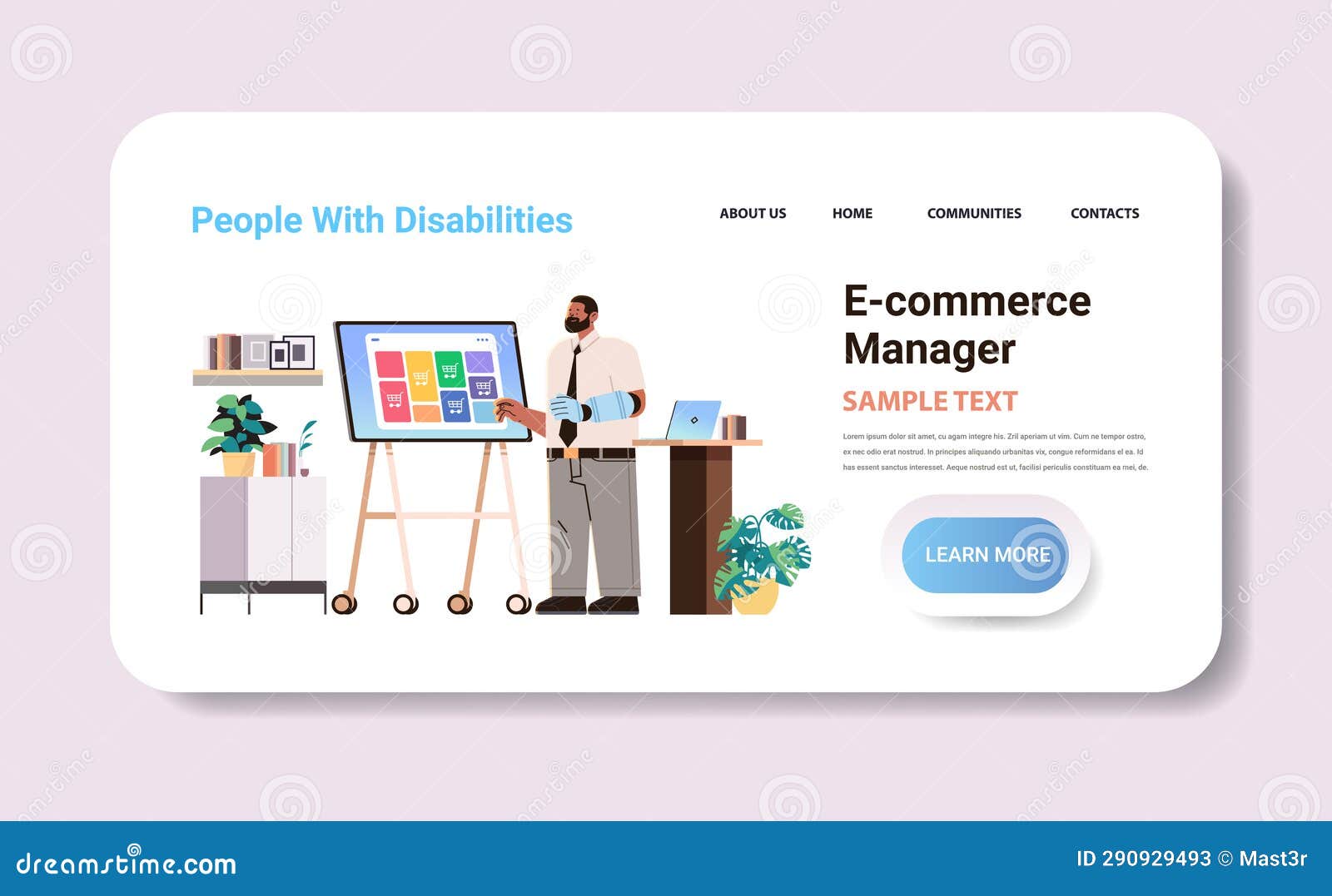 Disabled Man E-commerce Manager with Replaced Robotic Arm Analyzing ...