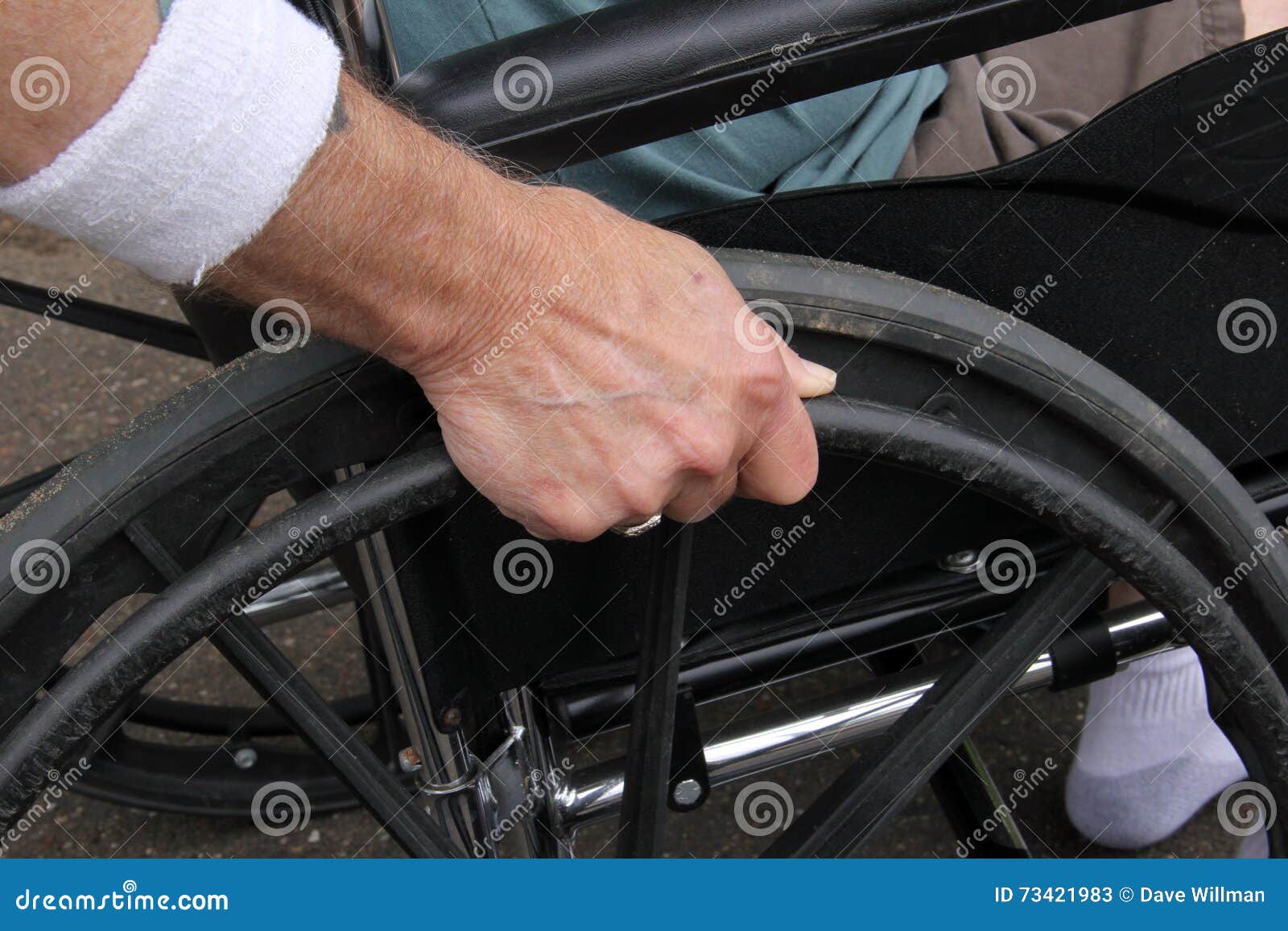 Disabled Man with Hand on Wheelchair Stock Image - Image of ...