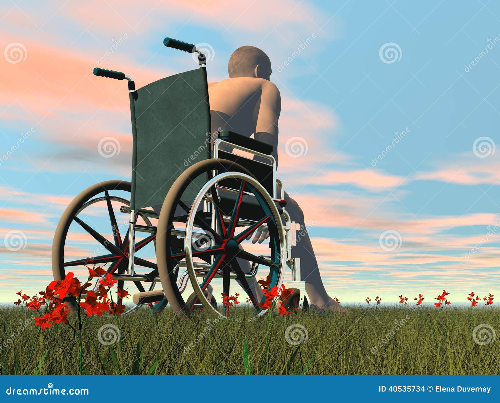 Disabled Man Looking Forward - 3D Render Stock Illustration ...