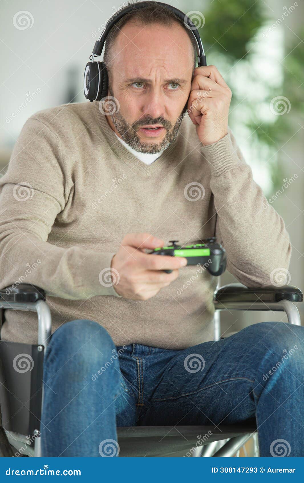 Disabled Man Playing Computer Games Stock Image - Image of invalid ...