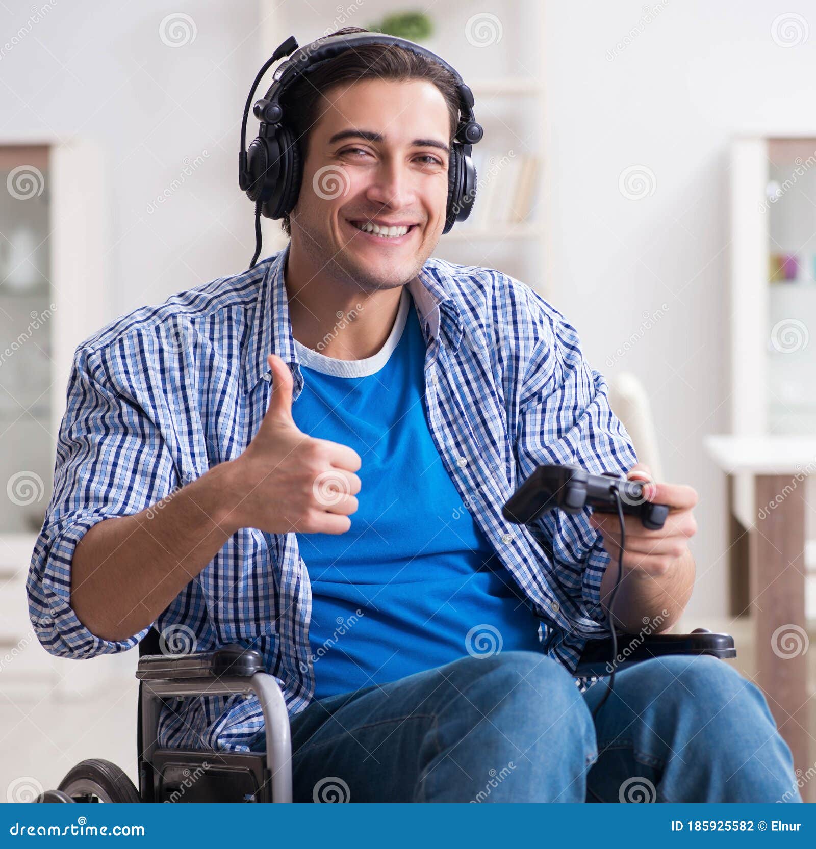 Disabled Man Playing Computer Games during Rehabilitation Stock Photo ...