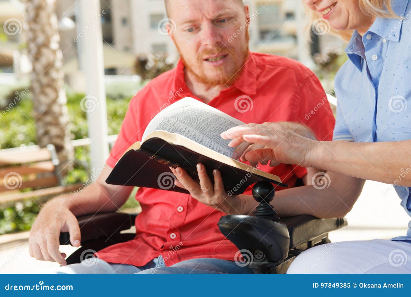 Disabled Man Studying Holy Bible. Stock Image - Image of holy ...