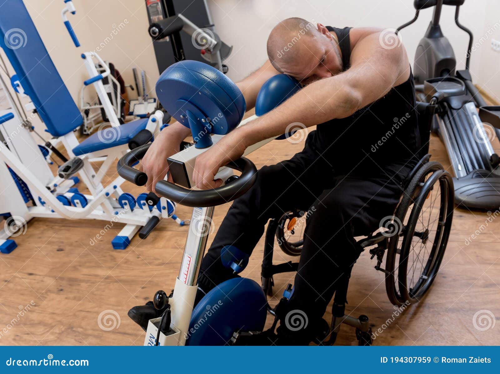 Disabled Man Training in the Gym. Rehabilitation Center Stock Image ...