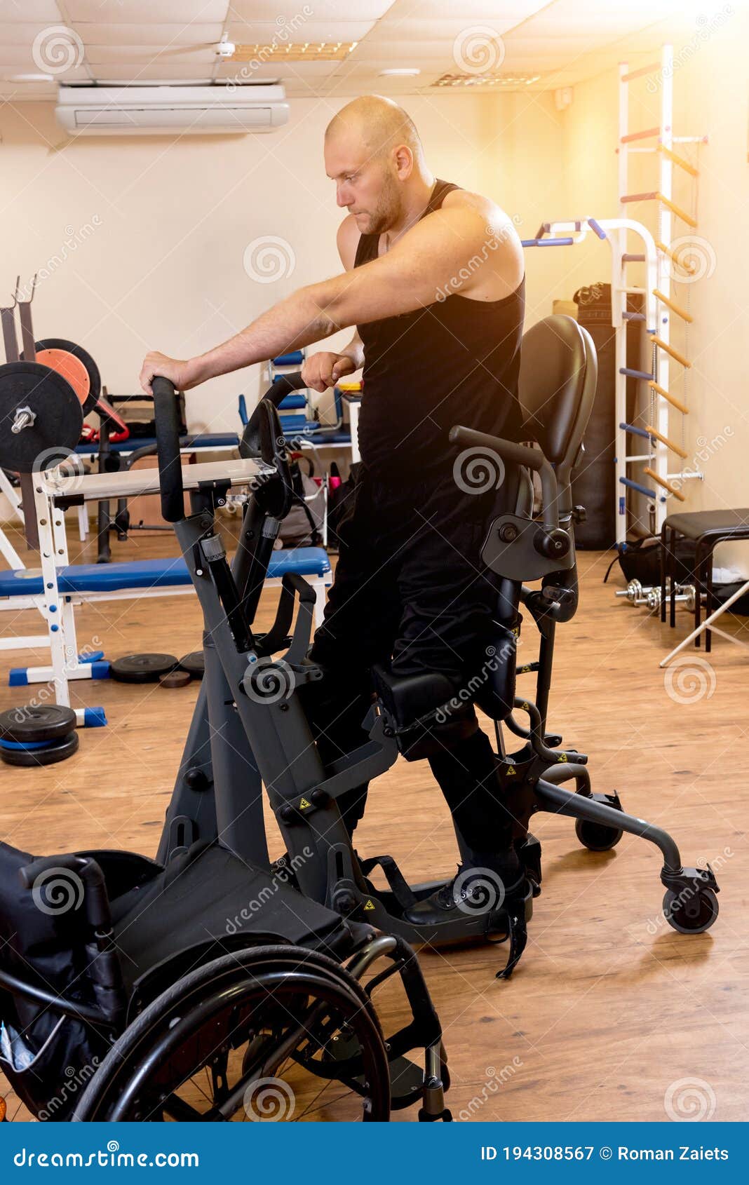 Disabled Man Training in the Gym. Rehabilitation Center Stock Image ...