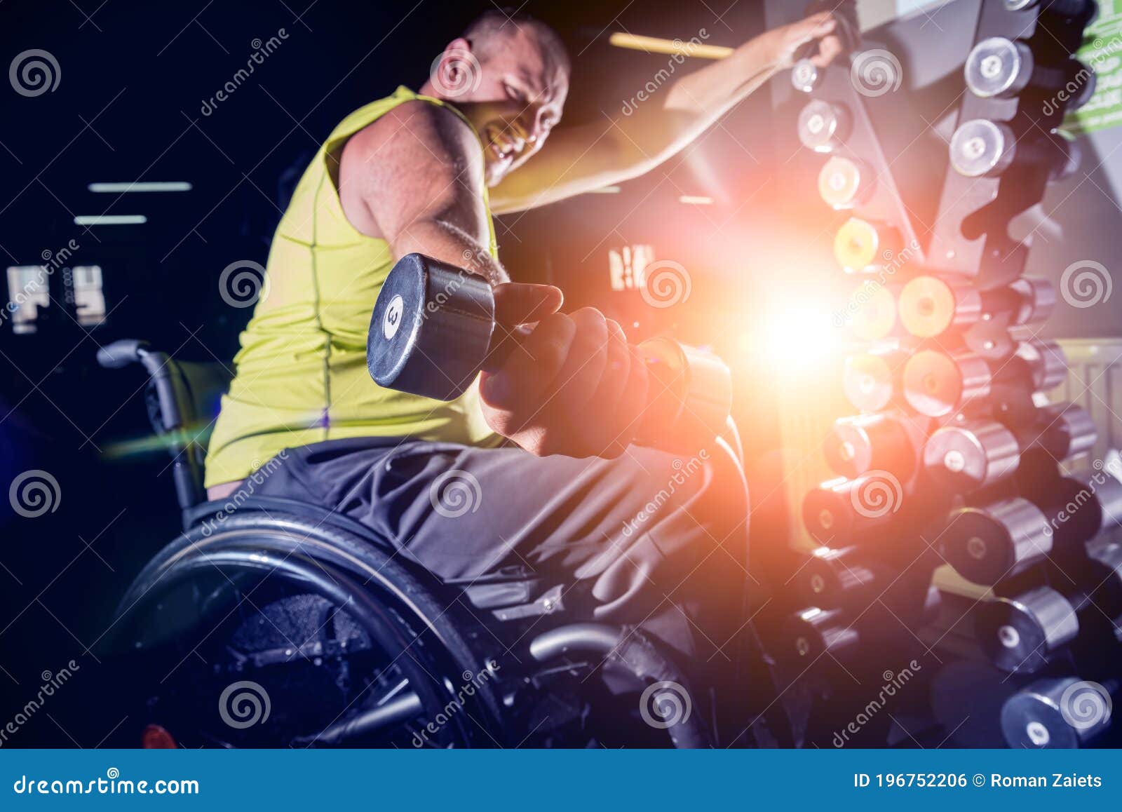 Disabled Man Training in the Gym of Rehabilitation Center Stock Photo ...