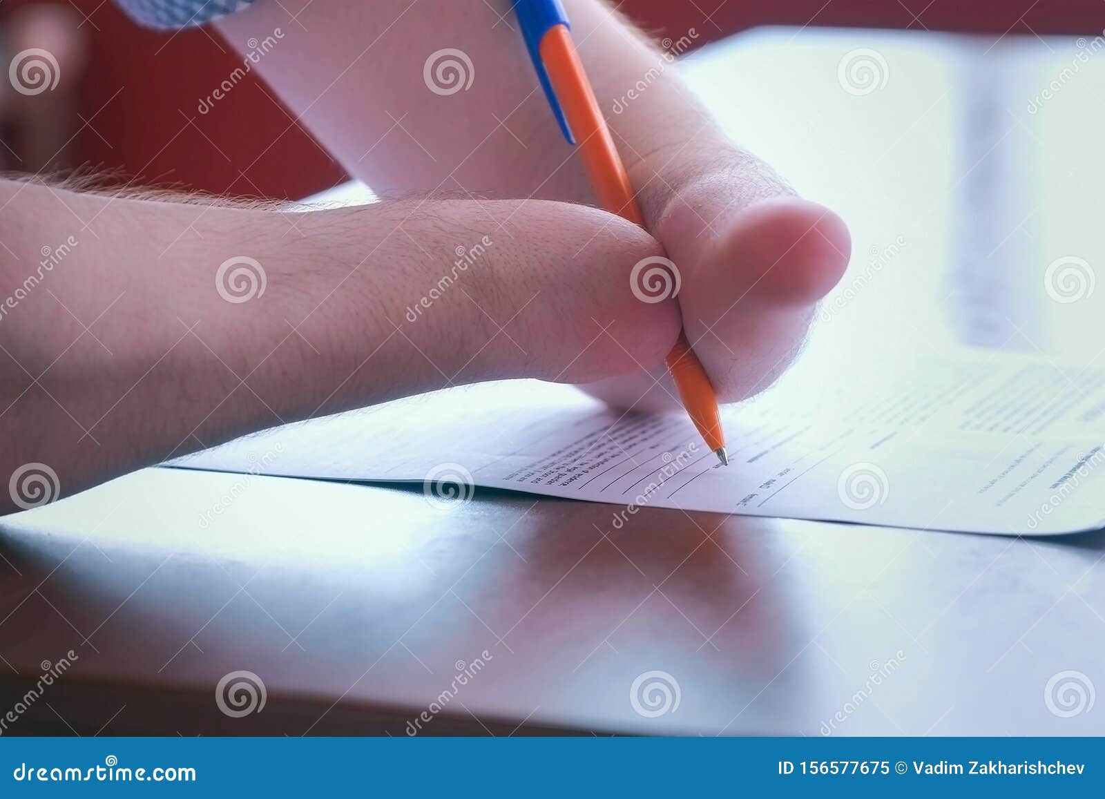 Disabled Man with Two Amputated Stump Hands Signs Documents Makes Paper ...