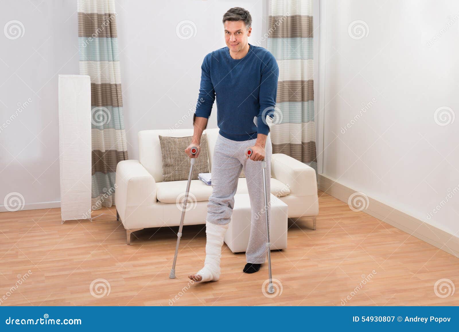 Disabled Man Using Crutches for Walking Stock Image - Image of ...