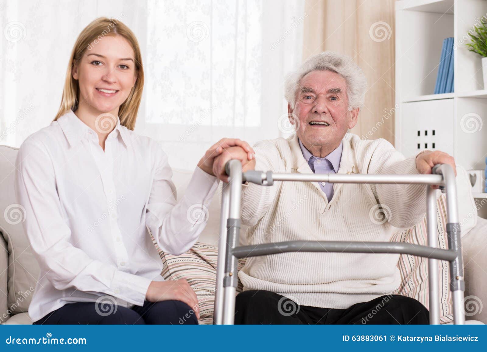 Disabled Man with Walking Zimmer Stock Image - Image of home, senior ...