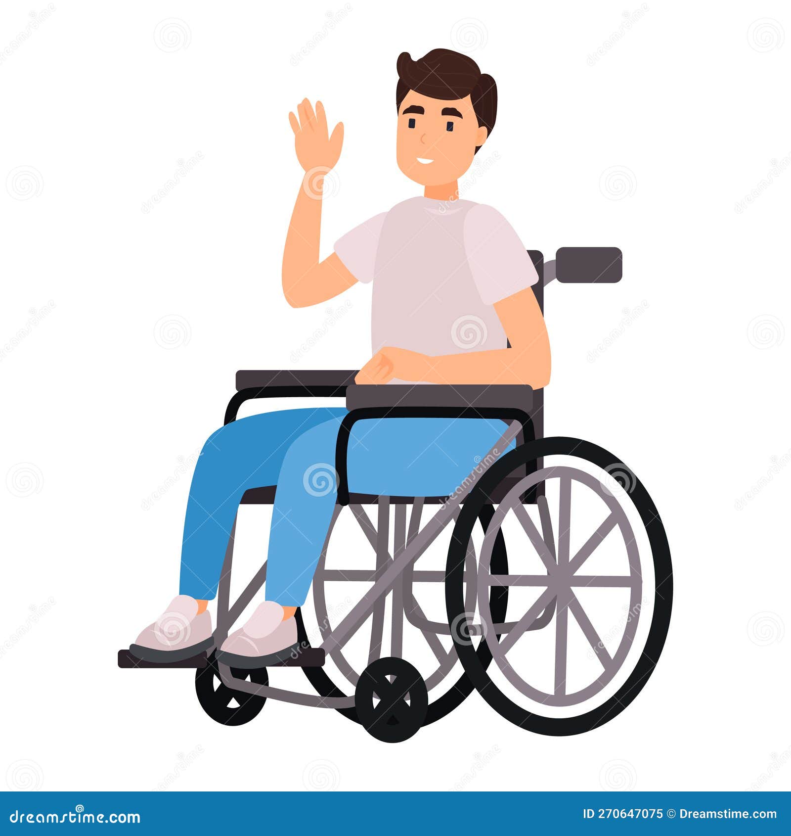 Disabled Man in Wheelchair Flat Icon. Colored Vector Element from ...