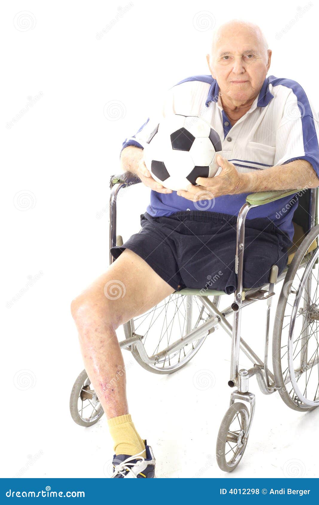 Disabled Man in Wheelchair with Soccer Ball Stock Photo - Image of love ...