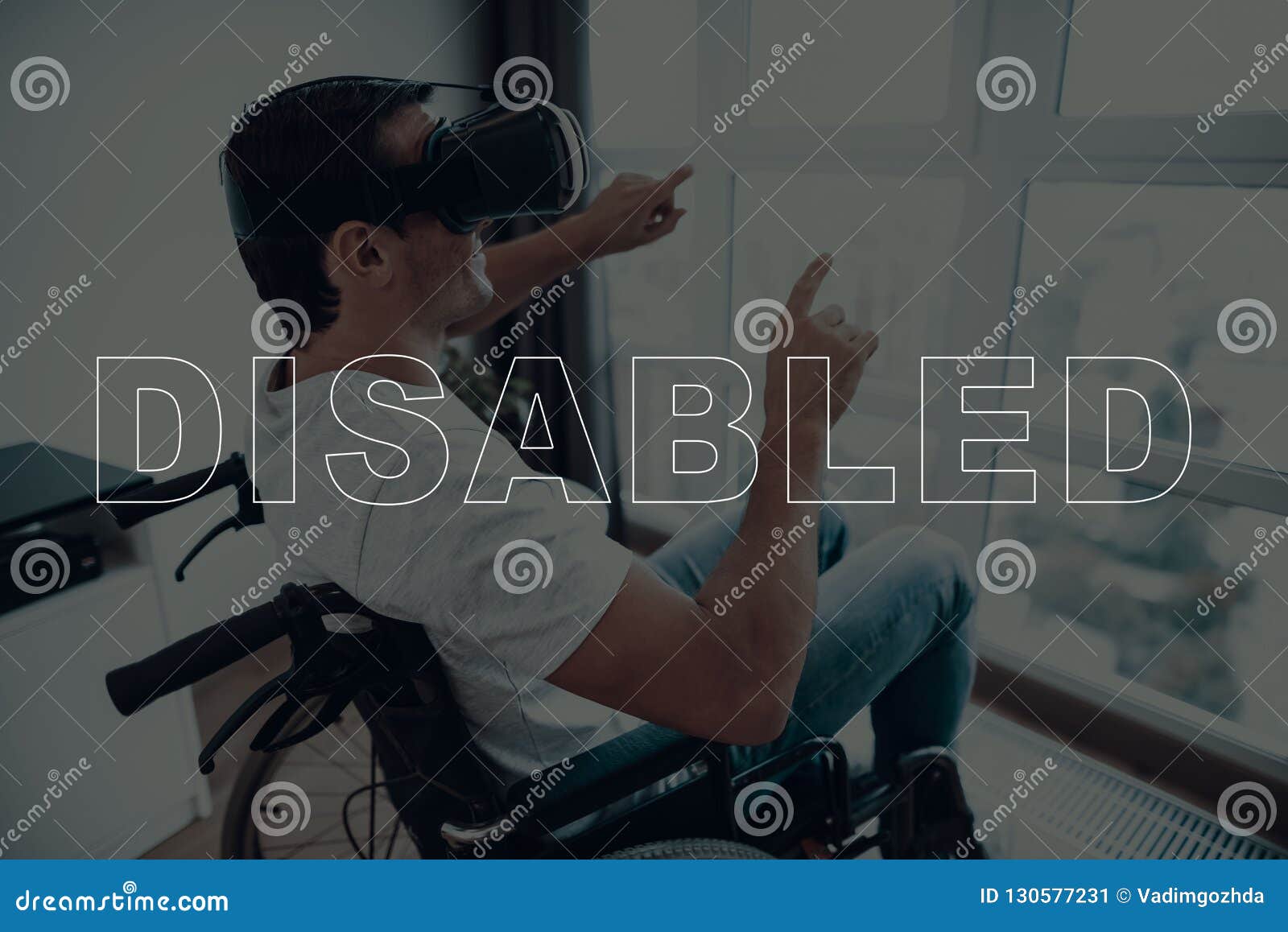 Disabled Man in a Wheelchair Using a VR Stock Image - Image of business ...