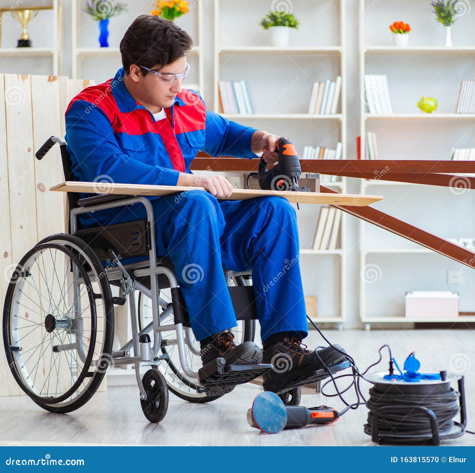 Disabled Man Working with Circular Saw Stock Photo - Image of labor ...