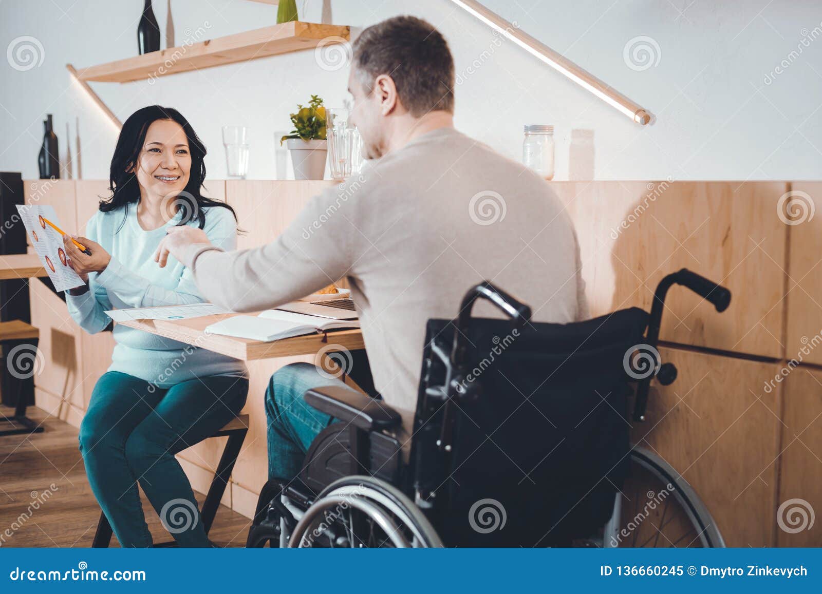 Disabled Manager Speaking with a Colleage Stock Image - Image of ...