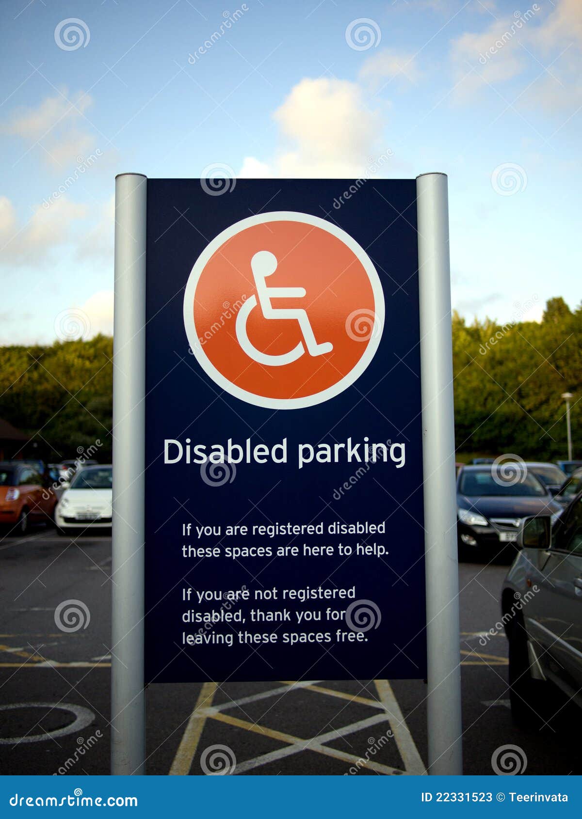 Disabled Parking Space And Wheelchair Way Sign And Symbols On A Pole ...